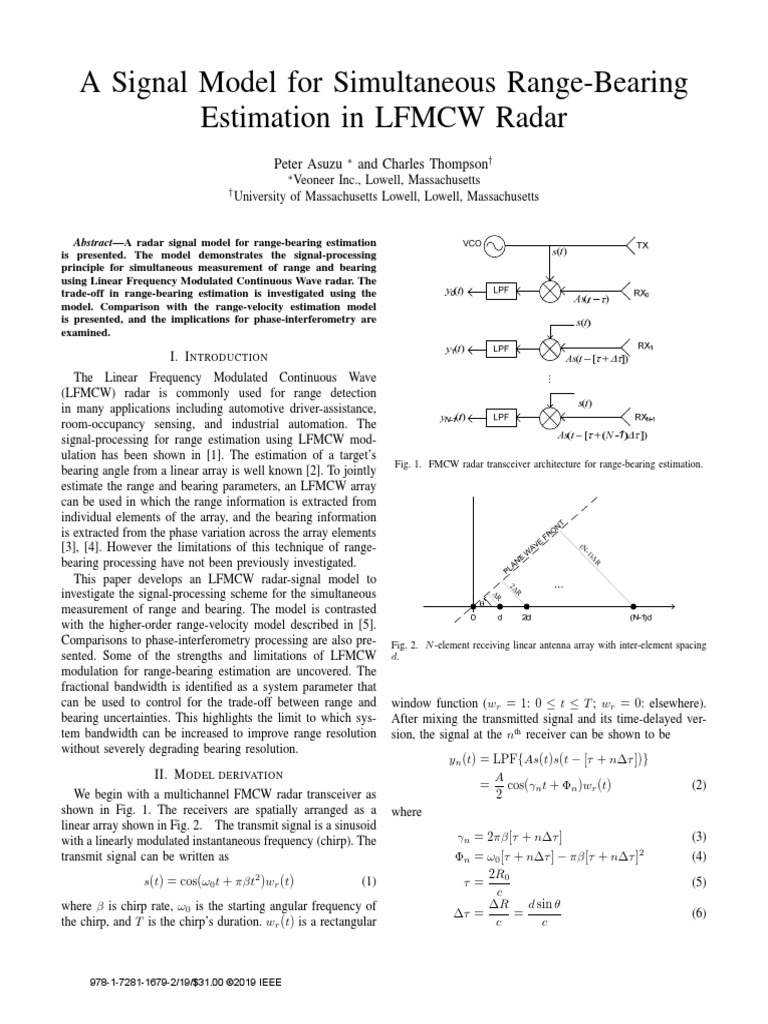 A Signal Model For Simultaneous Range-Bearing Estimation in LFMCW Radar ...