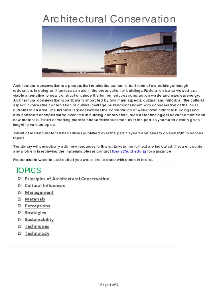 015-Architectural Conservation | PDF | Conservation (Ethic) | Conservation