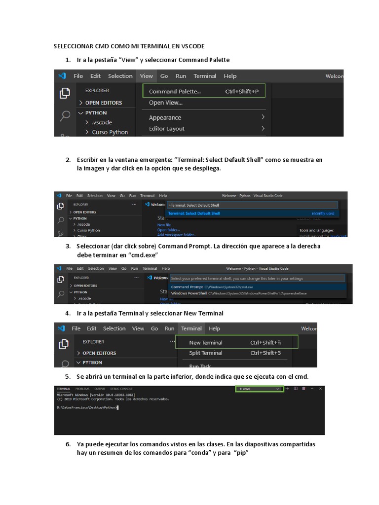 Configurar CMD como terminal en VSCode | PDF | Informática