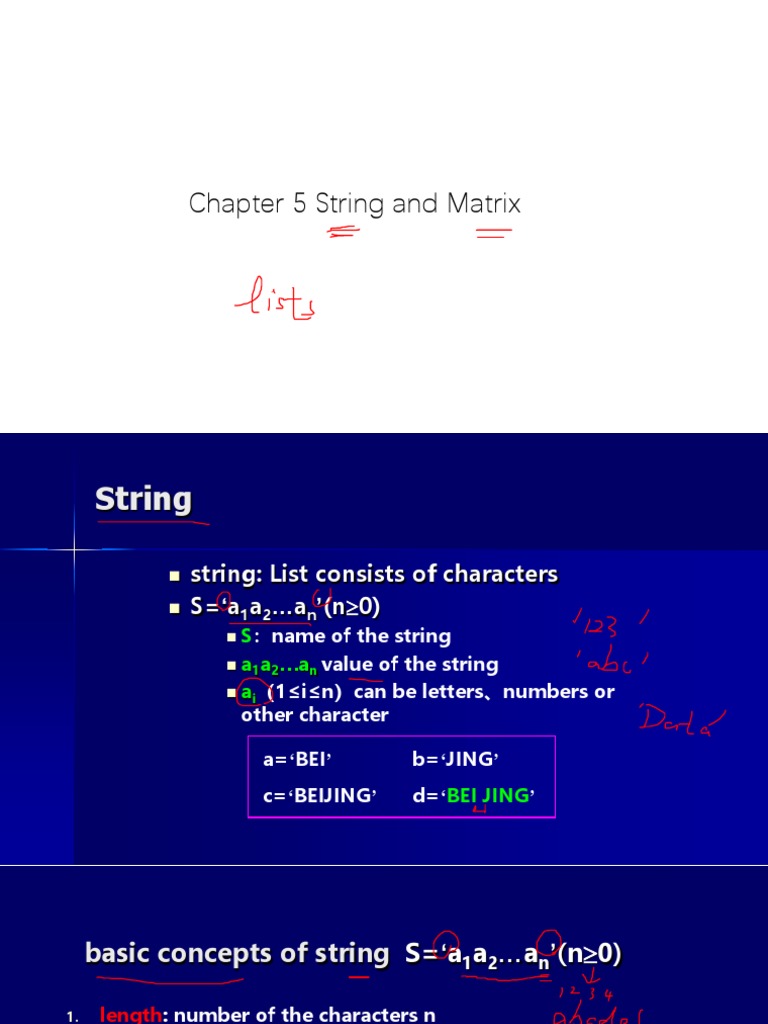 5 String And Matrix Note Version Pdf String Computer Science Matrix Mathematics 