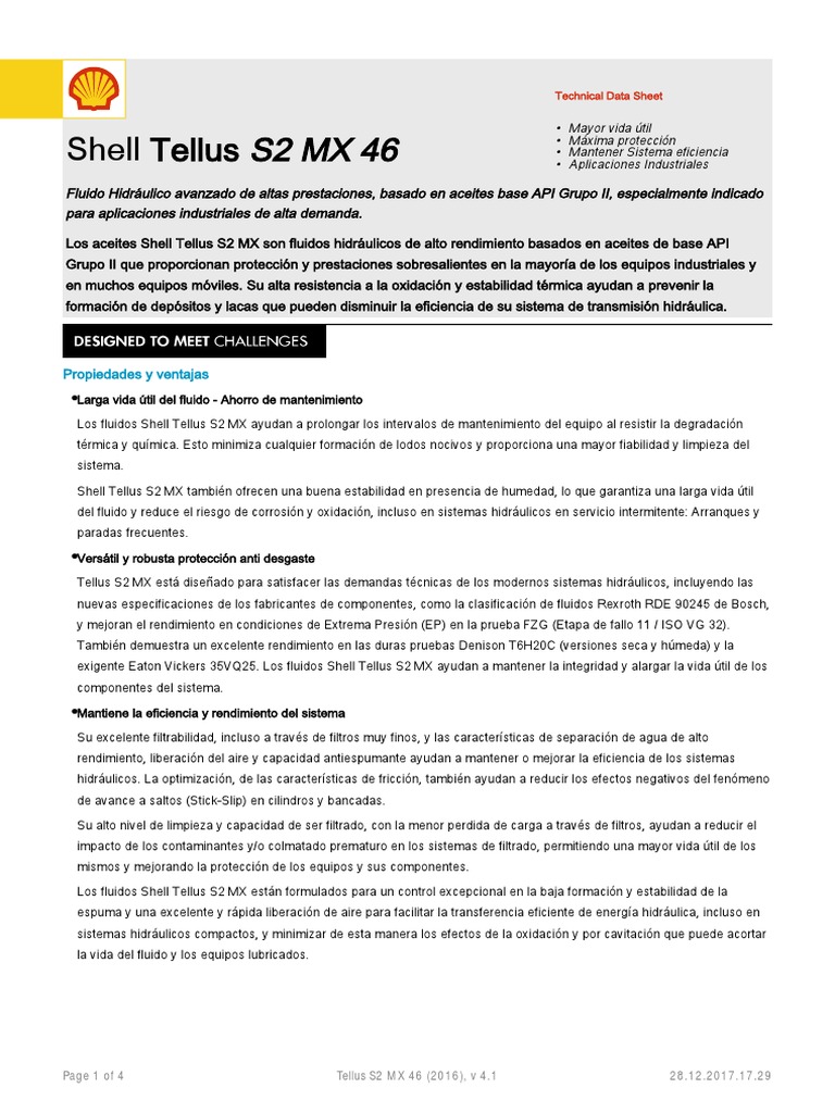 Ficha Tecnica - Tellus-S2-Mx-46 | PDF | Ingeniería de confiabilidad | Agua