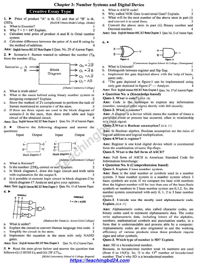 English Version HSC Ict MCQ Question With Answer Chapter 3 | PDF