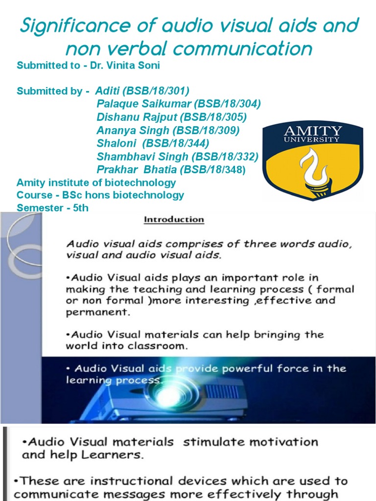 Significance of Audio Visual Aids and Non Verbal Communication | PDF
