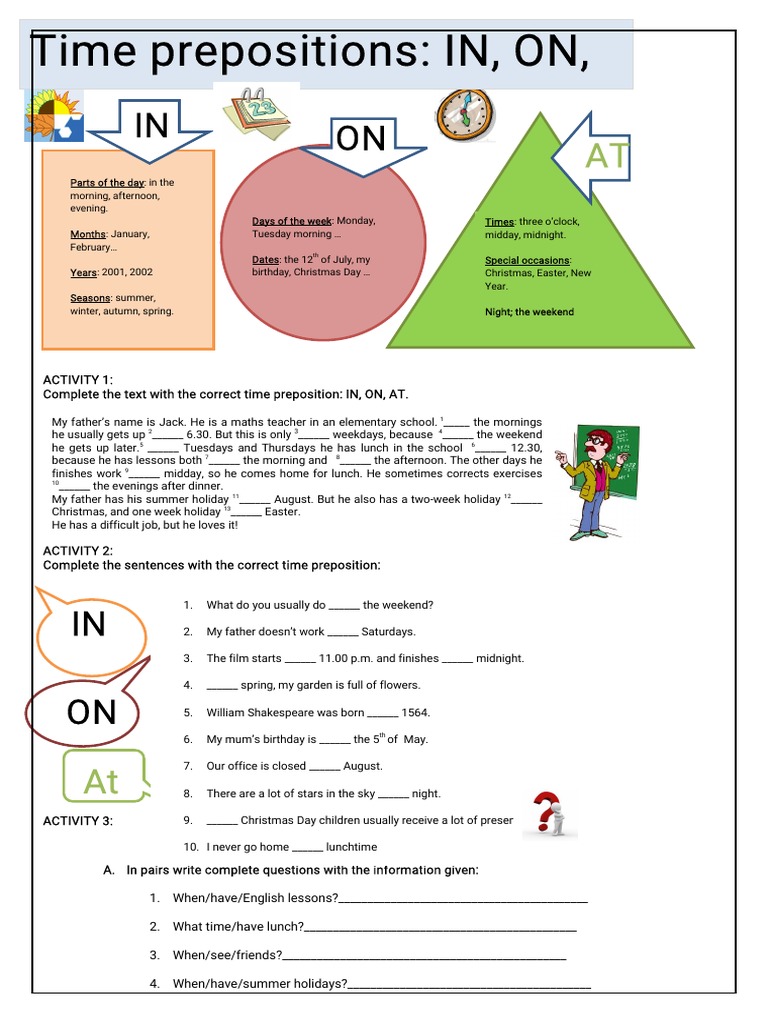 Time Prepositions in On at | PDF