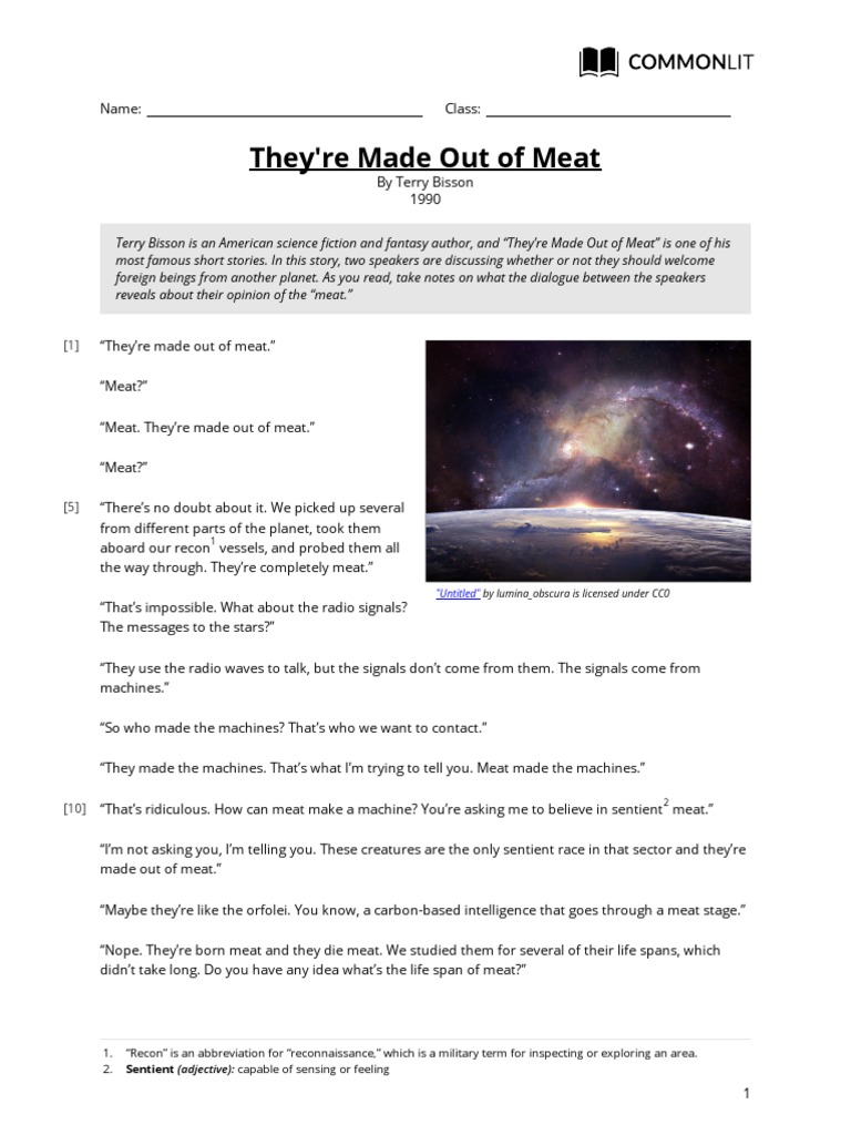 Commonlit They-Re-Made-Out-Of-Meat Student | PDF | Philosophy | General ...