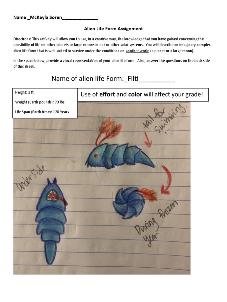 Alien Life Form Assignment | PDF | Extraterrestrial Life | Meteoroid