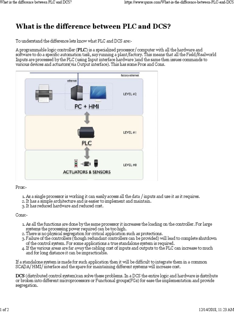 What Is The Difference Between PLC and DCS | PDF | Programmable Logic Controller | Scada