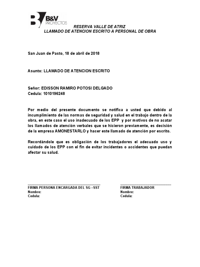 Llamado de Atencion | PDF