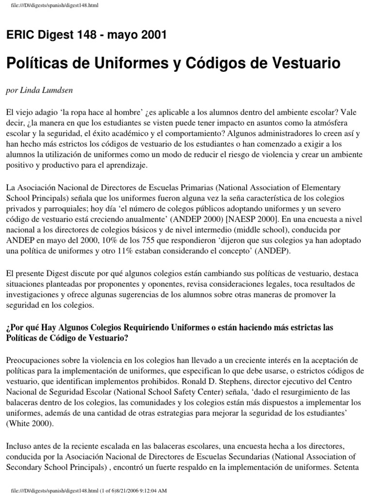 Políticas de Uniformes y Códigos de Vestuario | PDF | Comportamiento ...