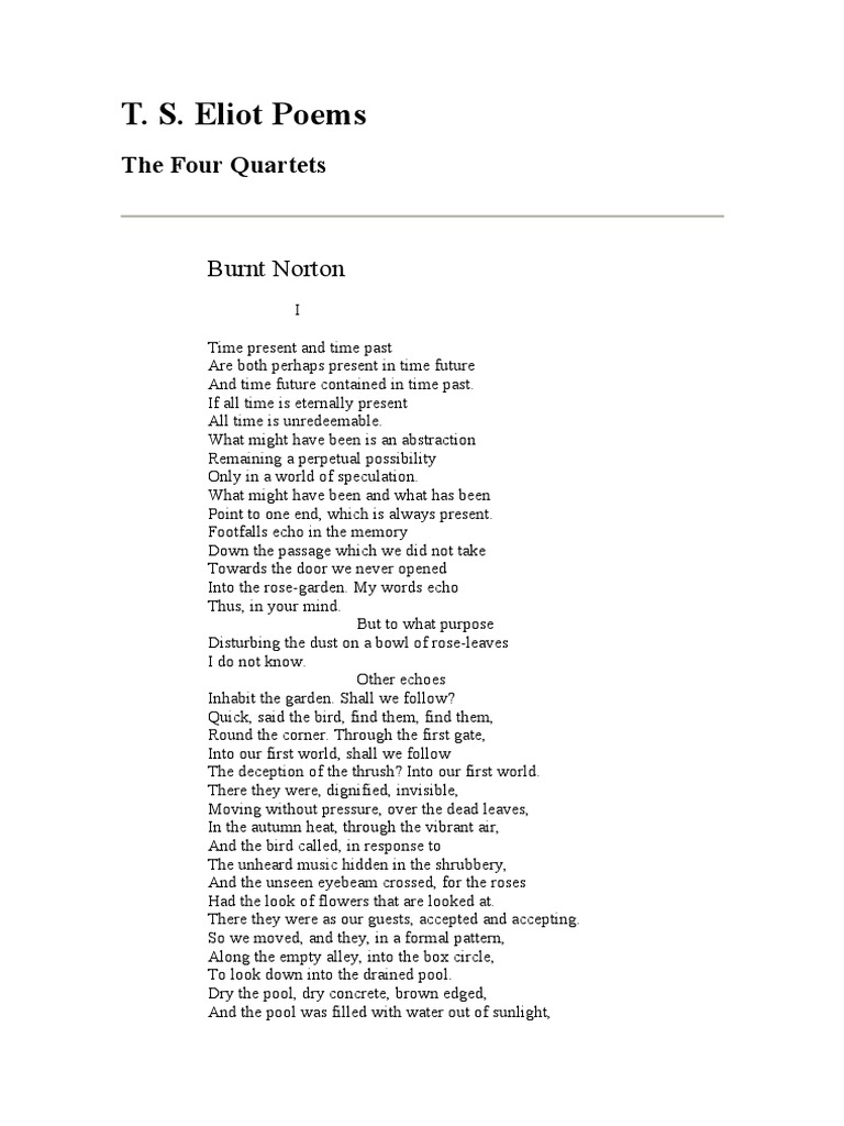 T.S. Eliot 4 Quartets | PDF | Nature