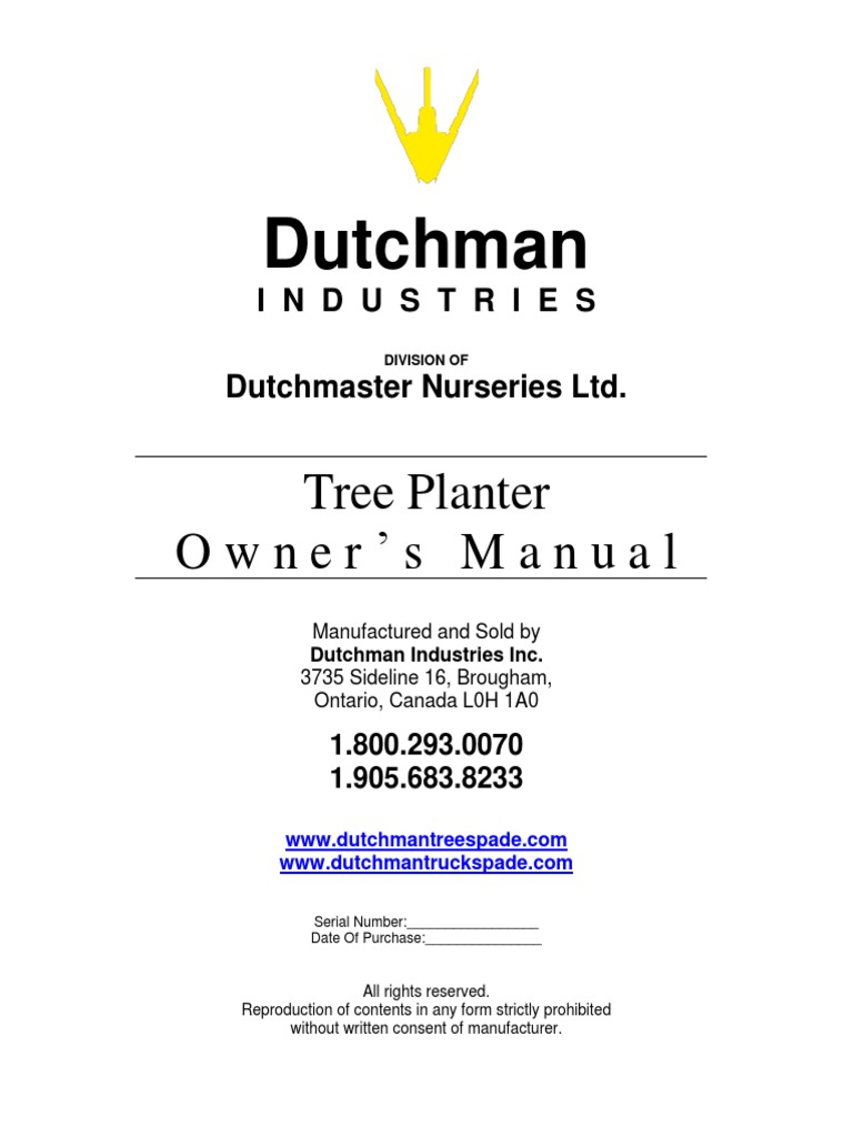 Dutchman: Tree Planter Owner's Manual | PDF | Tractor | Safety