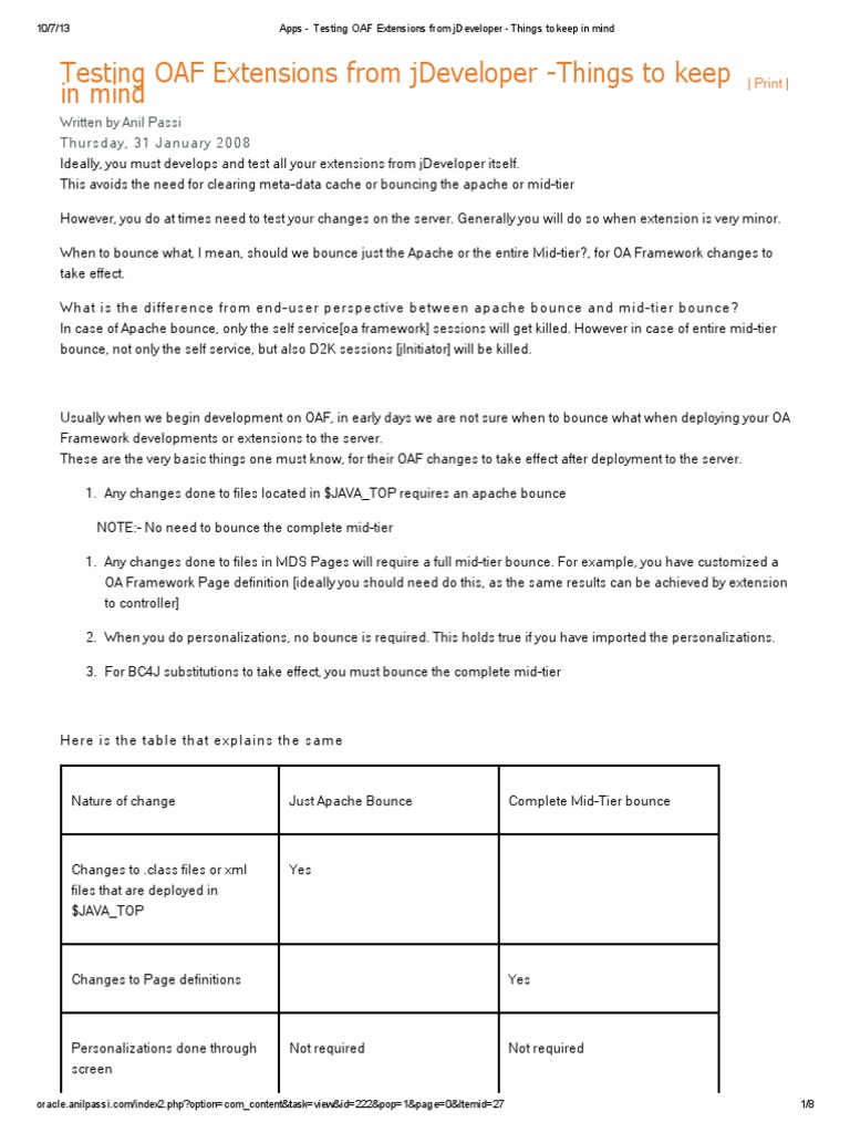 Apps - Testing OAF Extensions From Jdeveloper - Things To Keep in Mind ...