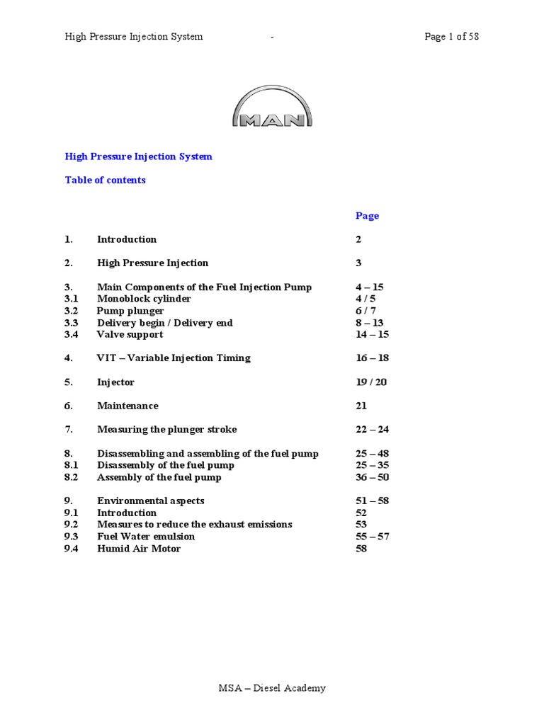 High Pressure Injection System 01 | PDF | Fuel Injection | Diesel Engine