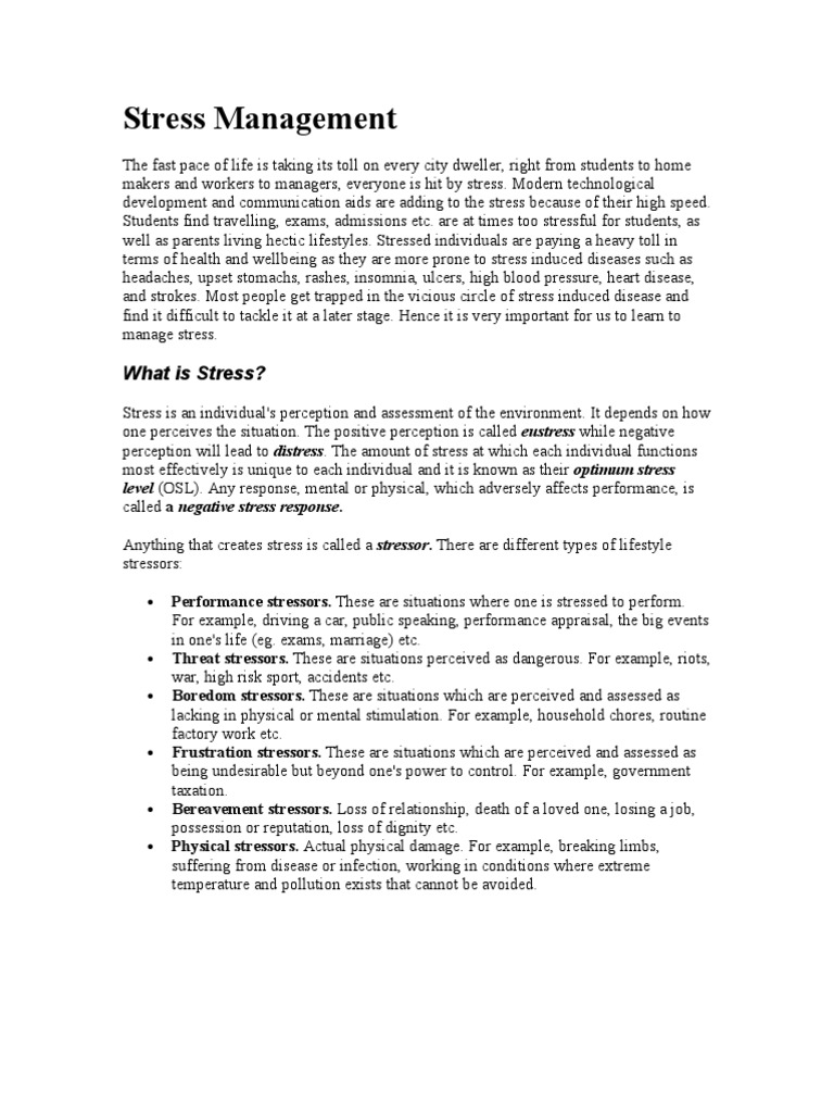 Stress Management | Download Free PDF | Stress (Biology) | Neuroscience