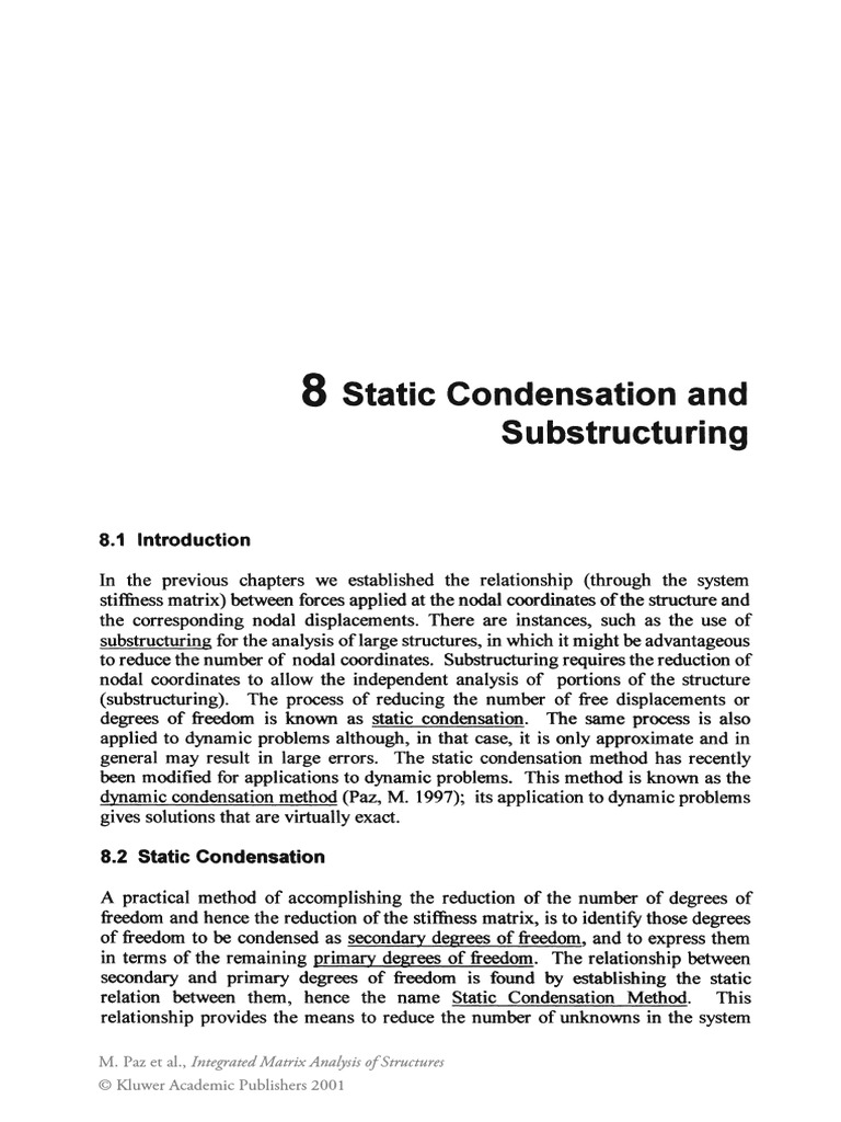 Static Condensation and Substructuring | PDF | Degrees Of Freedom (Statistics) | Matrix ...