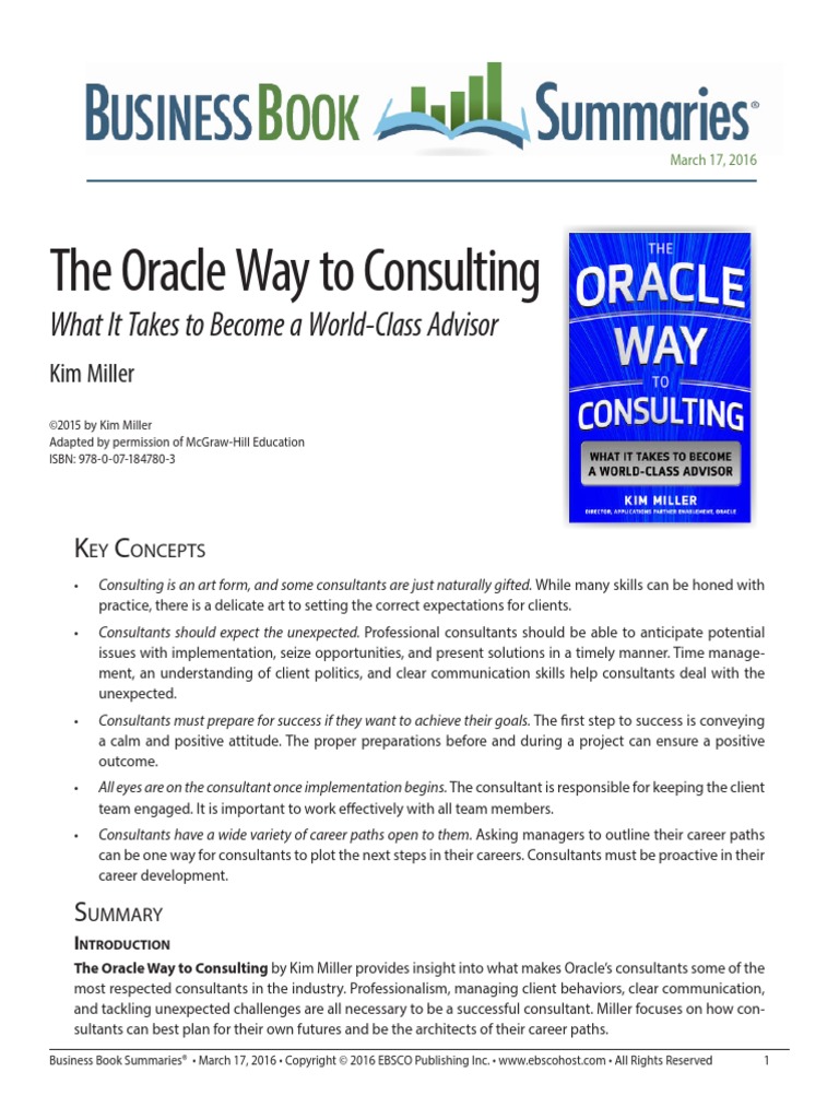 Oracle Way To Consulting Summary | PDF