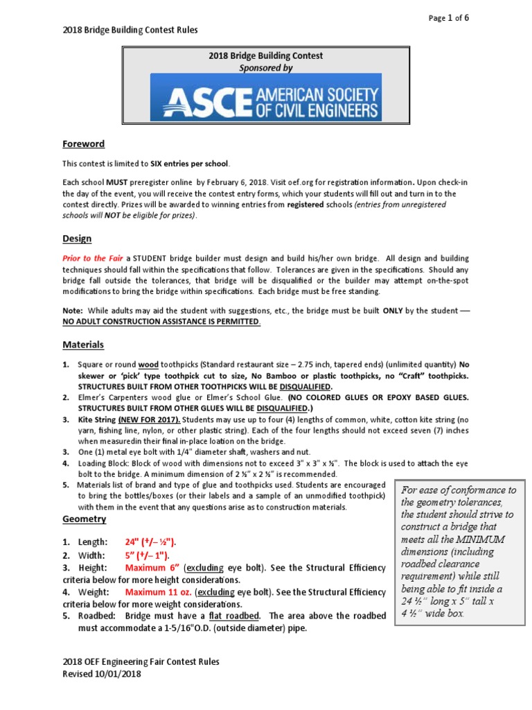 Foreword: 2018 Bridge Building Contest | PDF | Truss | Bridge