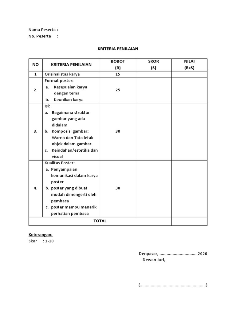 Form Nilai Poster PDF | PDF