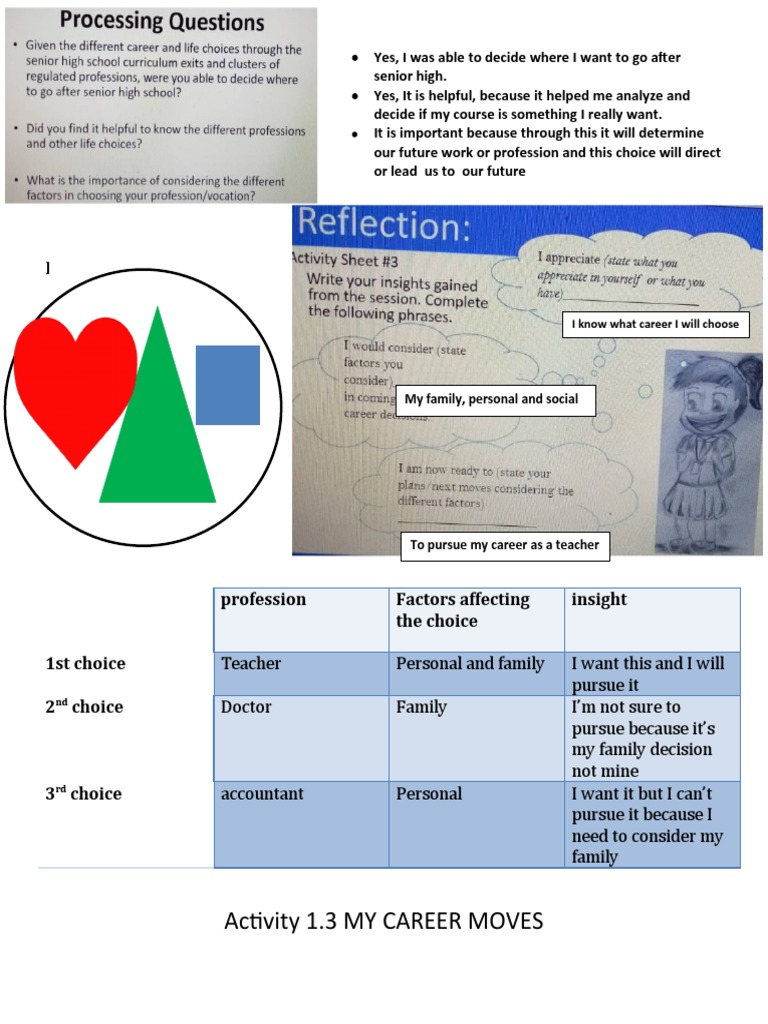 Activity 1.3 MY CAREER MOVES: Profession Factors Affecting The Choice ...