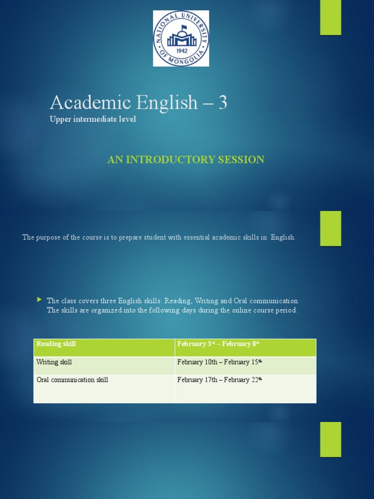 Academic English - 3: An Introductory Session | PDF | Competence (Human ...