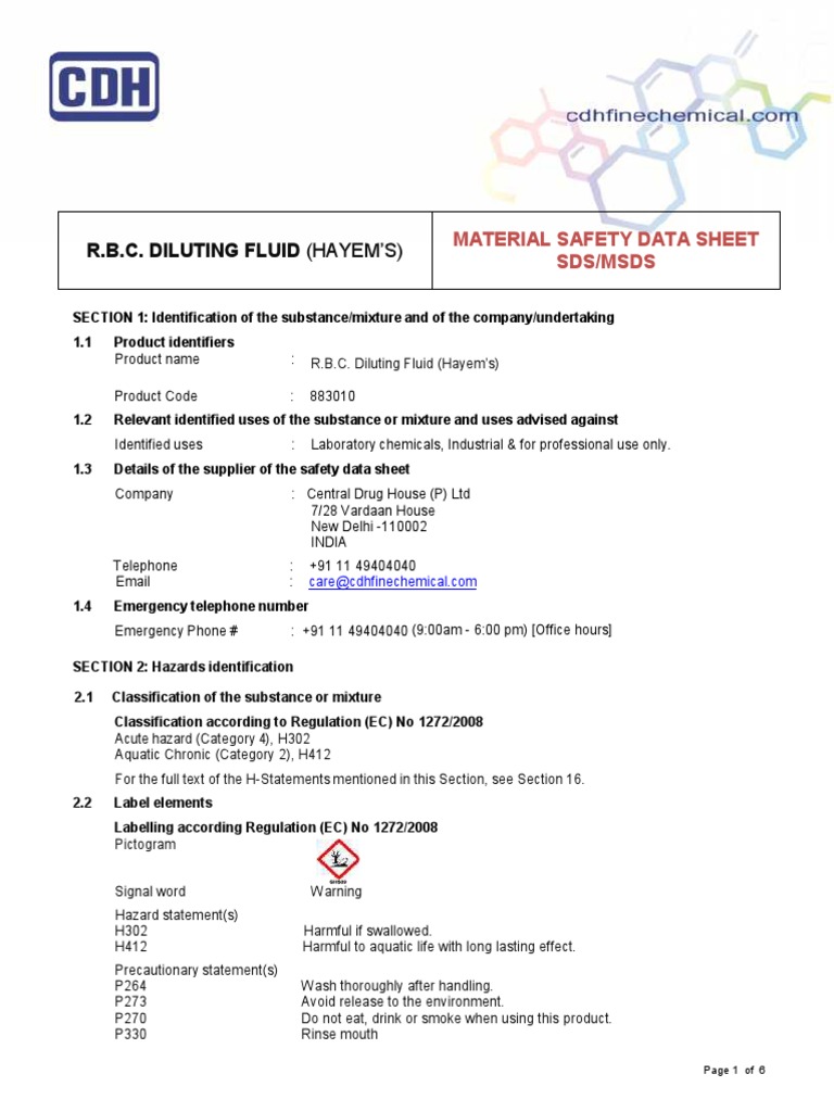 Hayem's Fluid Composition and Uses | PDF | Personal Protective ...