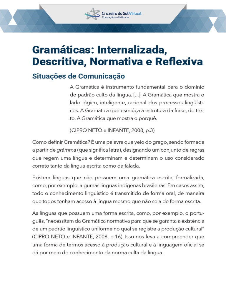 X - Tipos de Gramatica e Situacoes de Comunicacao | PDF | Gramática ...