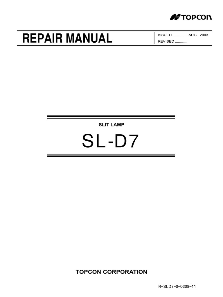 Topcon SL-D7 Repair Manual | PDF | Optical Devices | Optics