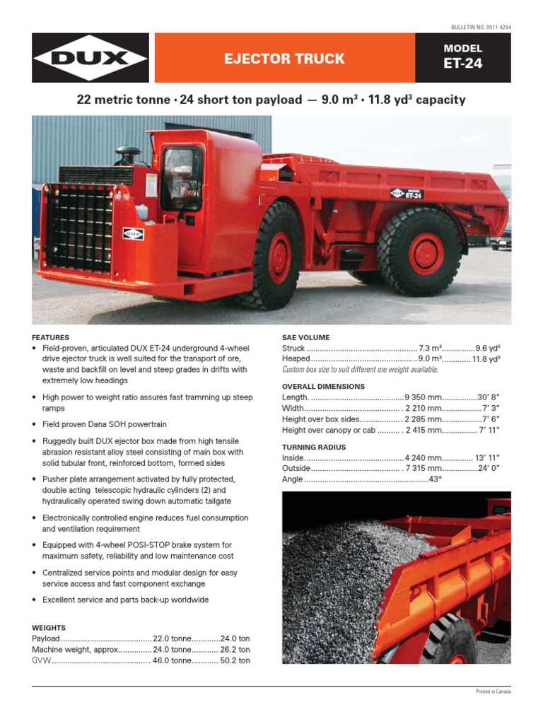 22 Metric Tonne 24 Short Ton Payload - 9.0 M 11.8 Yd Capacity | PDF ...
