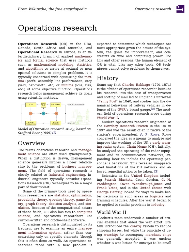 Operations Research: History | PDF | Operations Research | Business