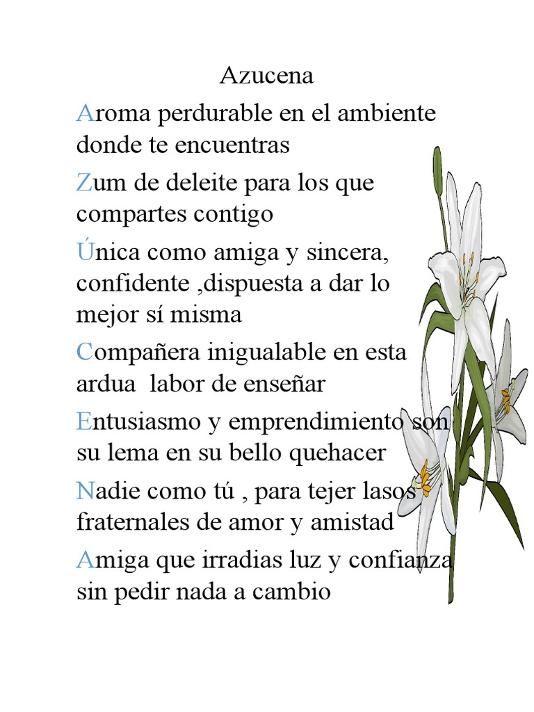 Poema a Azucena, amiga sincera | PDF