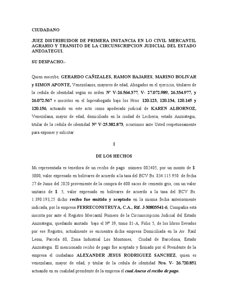 Escrito de Demanda | PDF | Venezuela | Gobierno