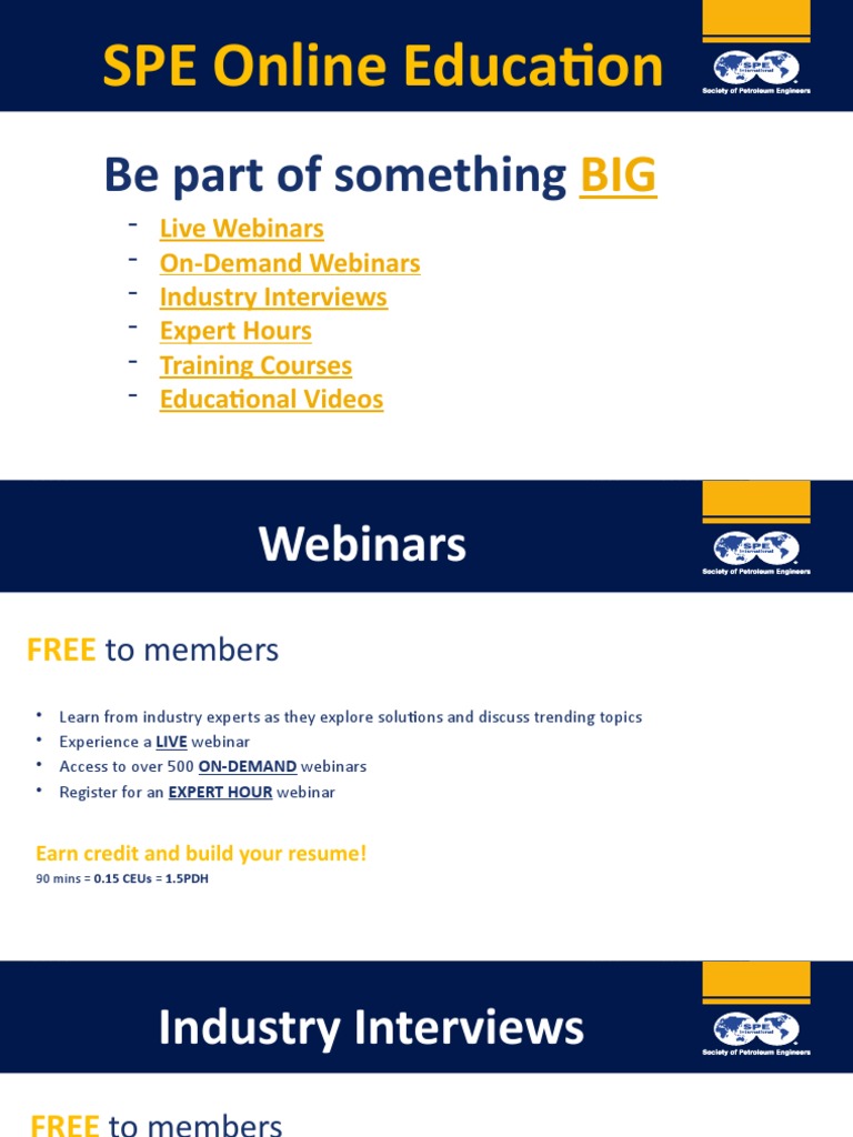 SPE Online Education: Webinars & Courses | PDF | Career & Growth