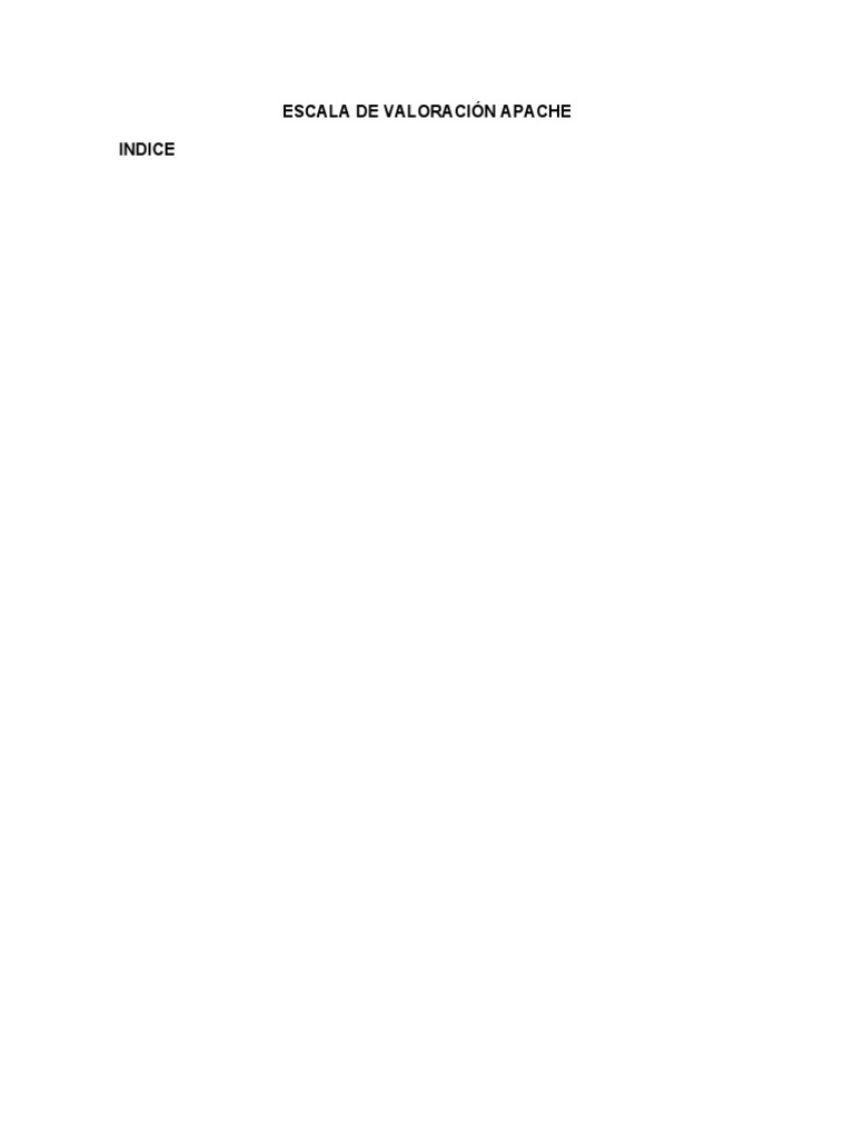 Escala de Valoración Apache | PDF | Medicina de Cuidados Intensivos ...