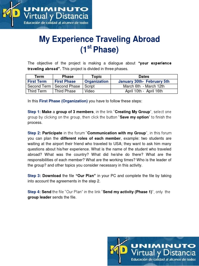Student Travel Project Guide | PDF | Career & Growth
