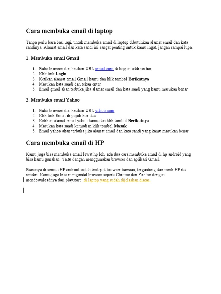 Cara Membuka Email Di Laptop | PDF