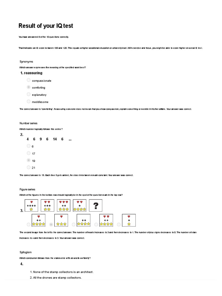 Your IQ Test Results | PDF | Intelligence Quotient | Intelligence