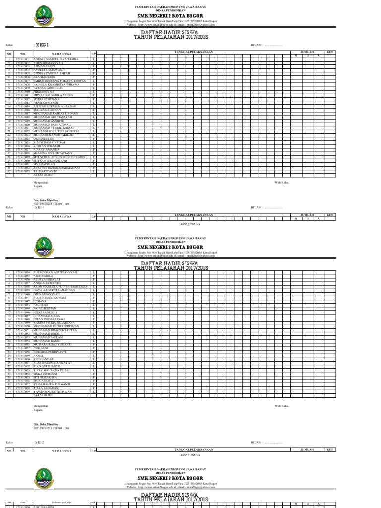 Absen 2017-2018.update 01-11-2017 | PDF