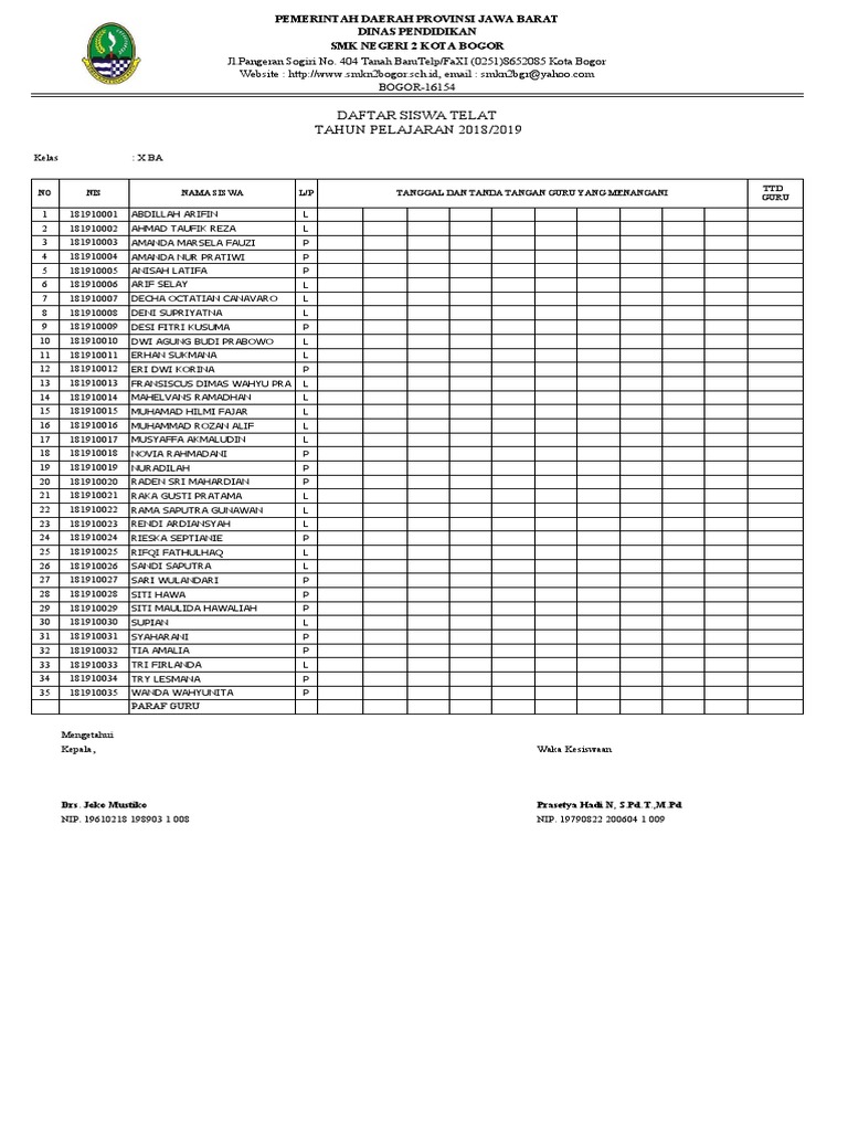 Absen 2018-2019.update 04-09-2018 | PDF