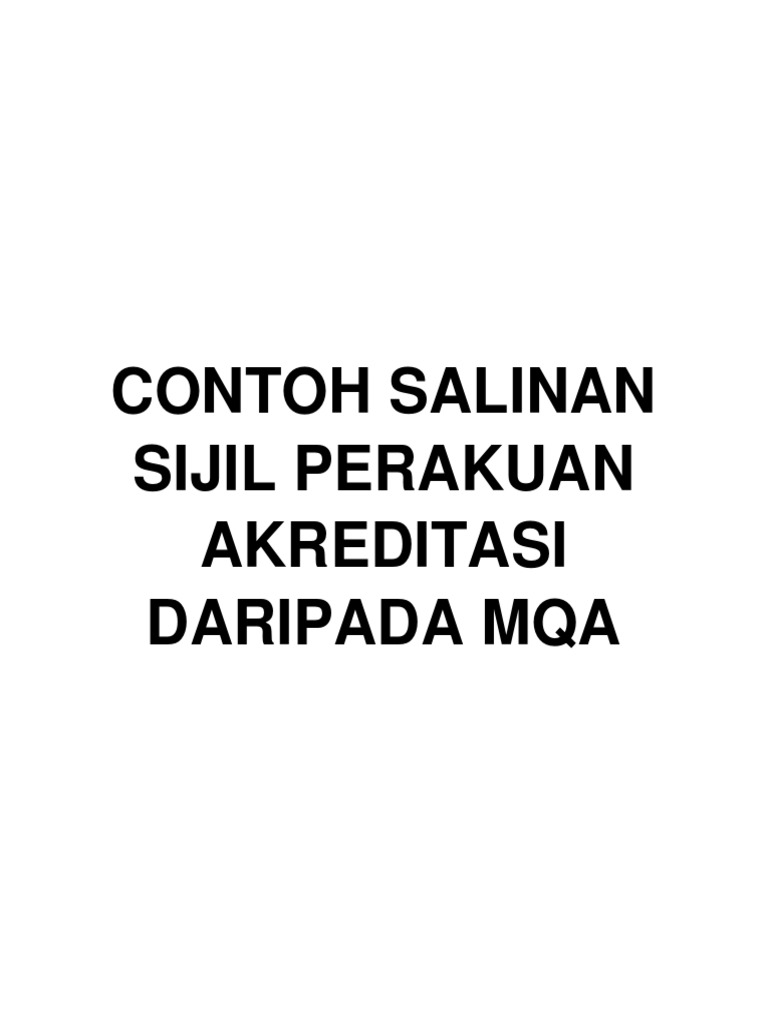 Salinan Sijil Perakuan Akreditasi Daripada MQA | PDF