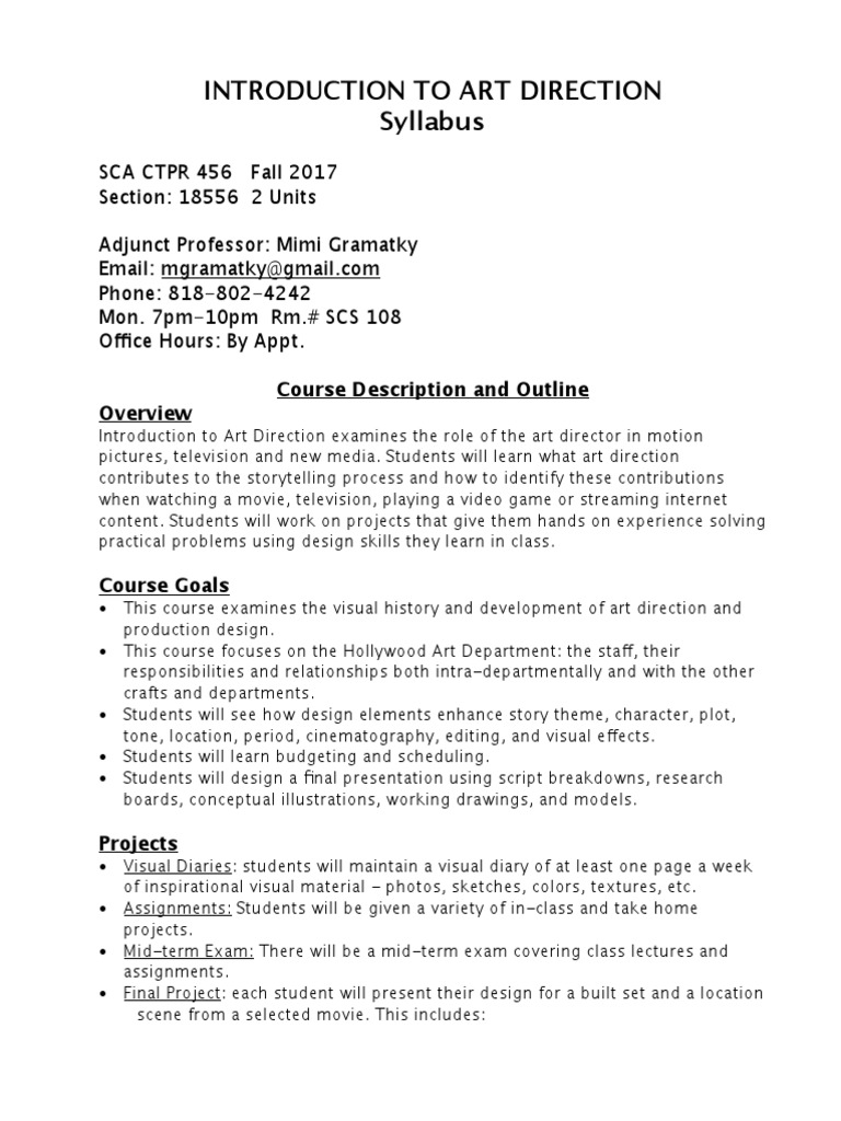 Art Direction Undergrad Curriculum | PDF | Academic Dishonesty