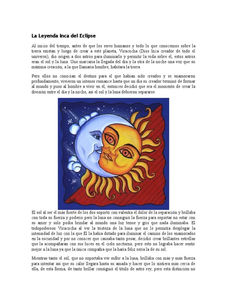 La Leyenda Inca Del Eclipse | PDF | Luna | Dom