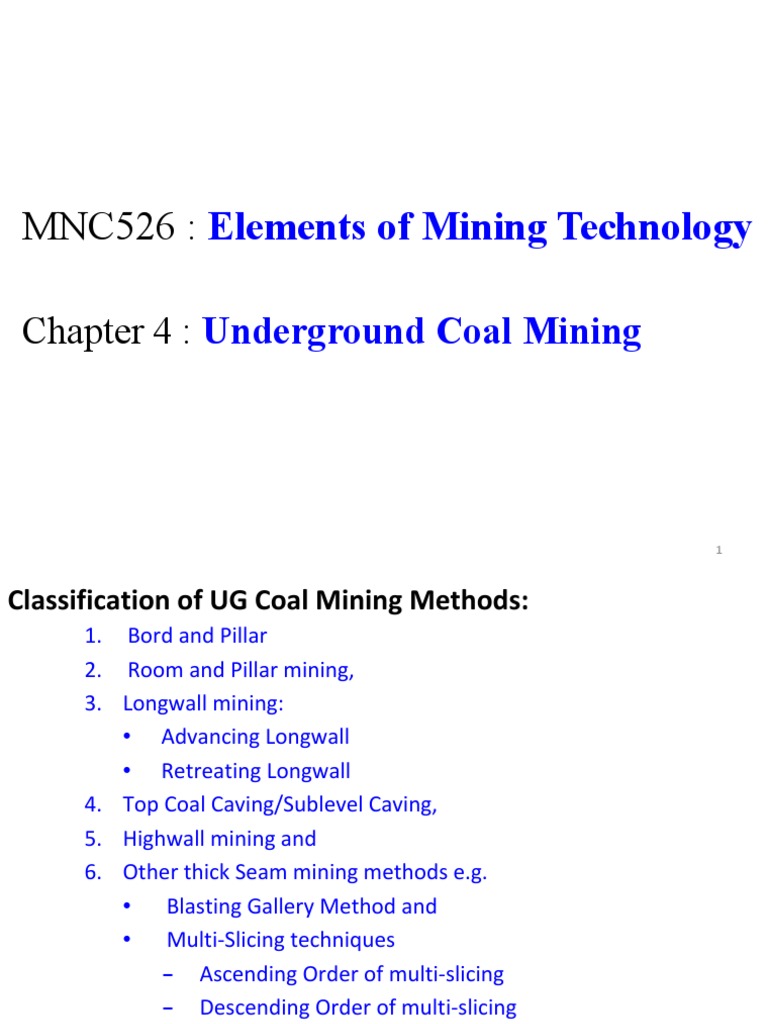 Chapter 4 Underground Coal Mining | PDF | Coal Mining | Mining