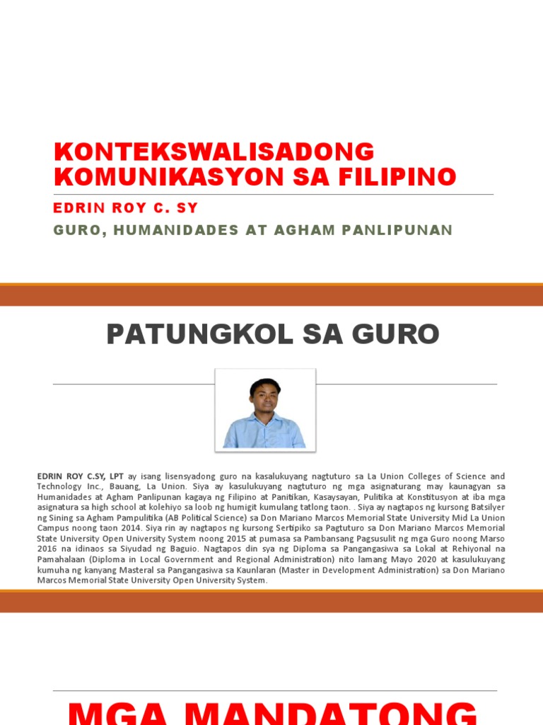 MANDATONG BATAS SA FILIPINO PPPT | PDF