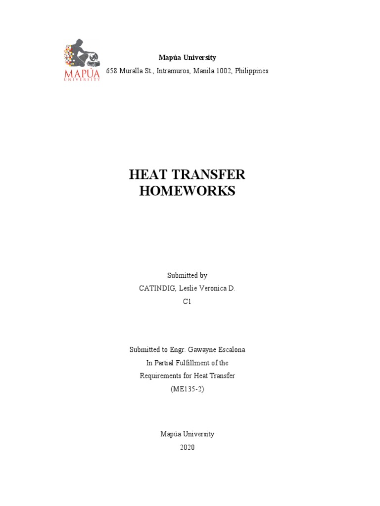 Heat Transfer Homeworks: 658 Muralla ST., Intramuros, Manila 1002 ...