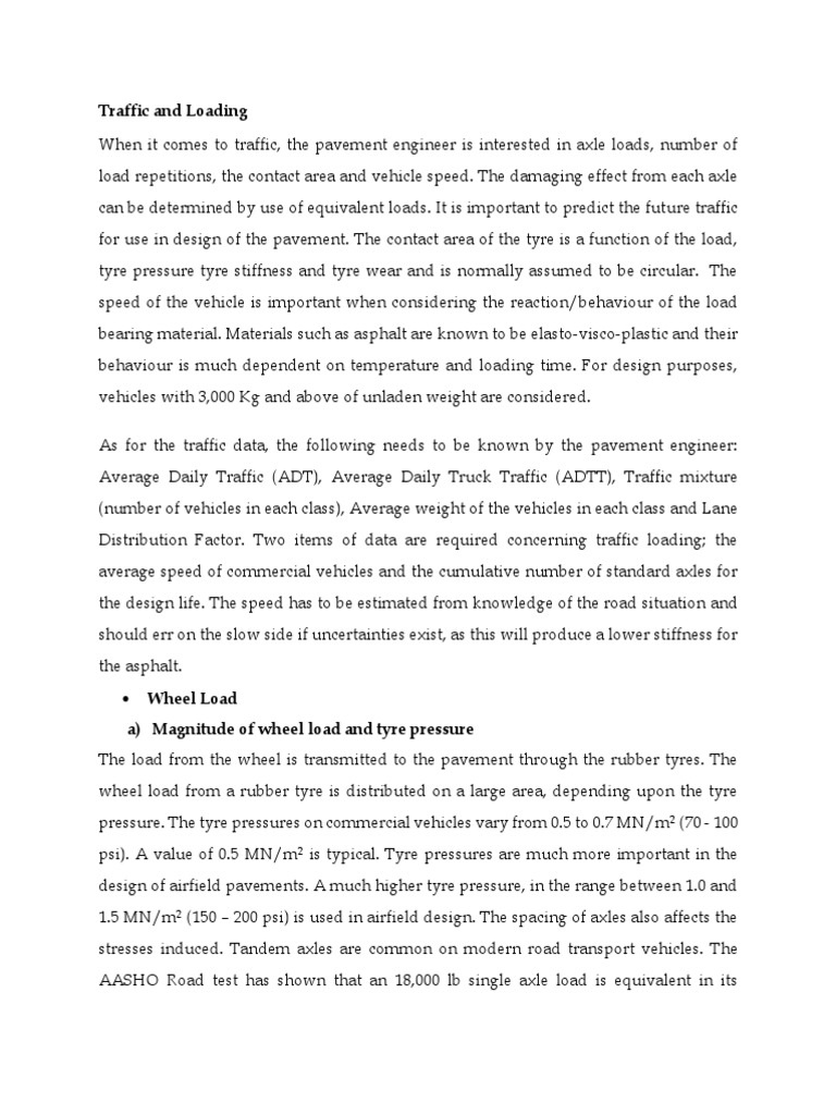 Traffic Loads Notes | PDF | Road | Tire