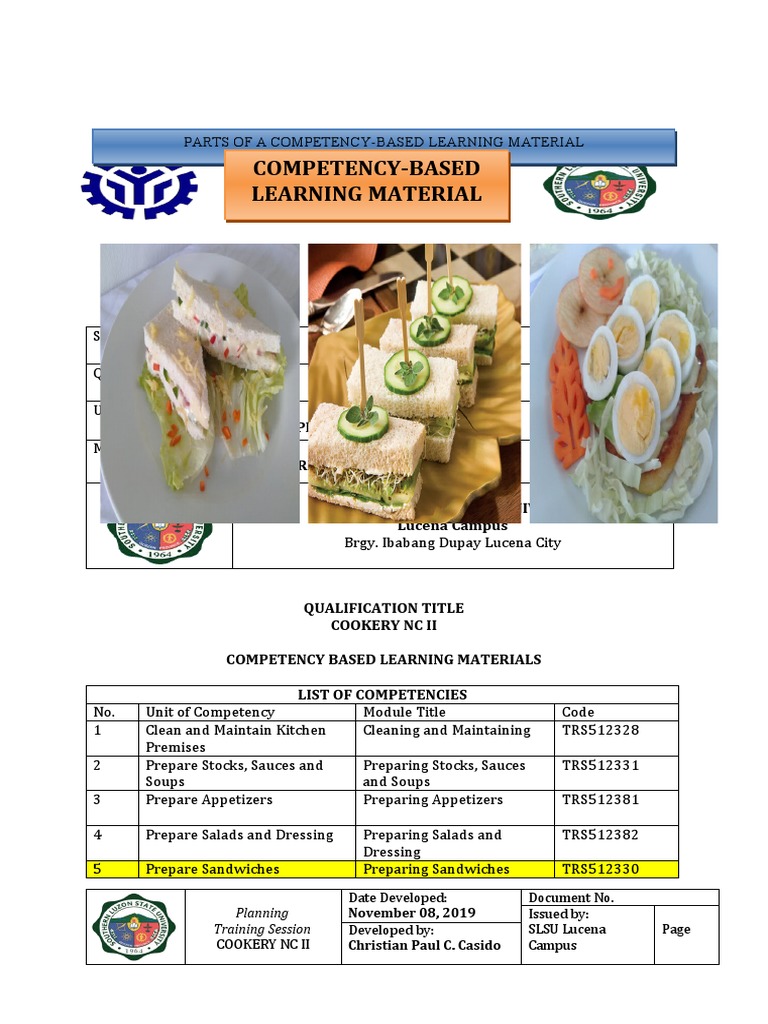 Parts of A Competency-Based Learning Material | Download Free PDF ...