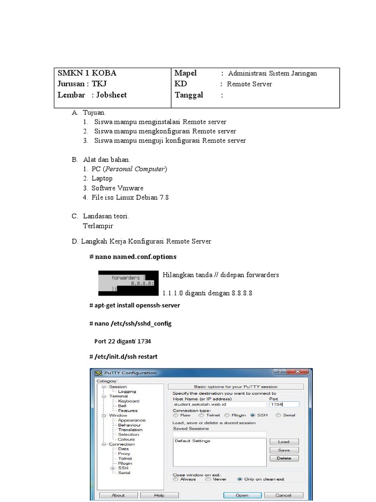 Jobsheet Remote Server TKJ | PDF | Komputer