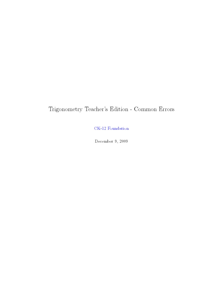 High School Trigonometry Common Errors | PDF | Trigonometric Functions | Sine