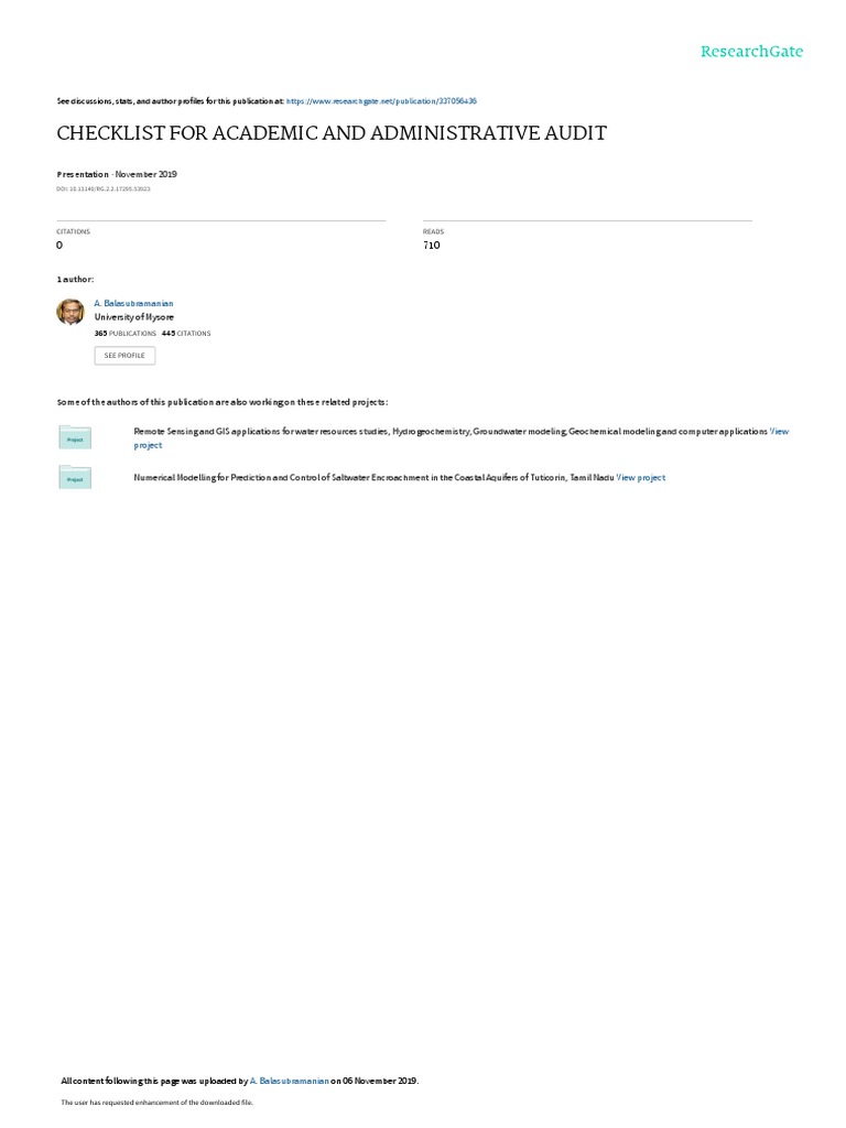 Academic and Administrative Audit Checklist | PDF | Curriculum ...