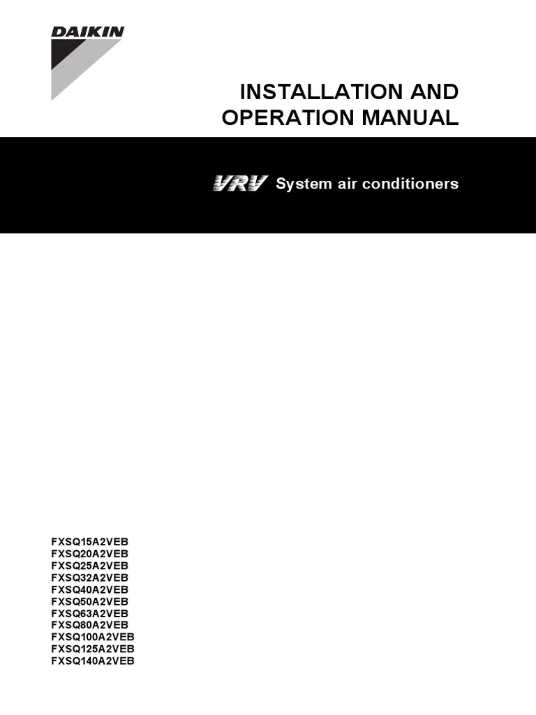FXSQ-A - 4PEN399436-1F - Installation and Operation Manual - English | PDF | Electrical Wiring ...